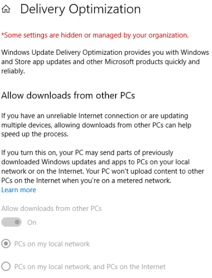 Delivery Optimization and Intune